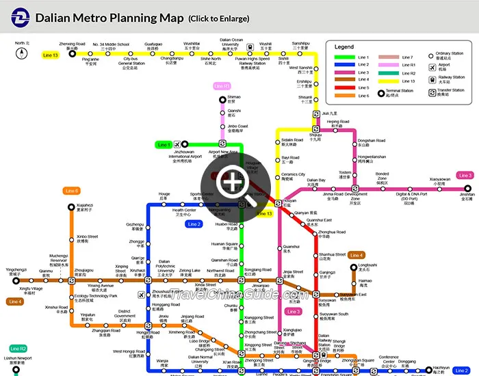 Dalian Metro Map: Subway Lines, Stations, Transfers