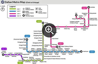 Dalian Metro Map: Subway Lines, Stations, Transfers