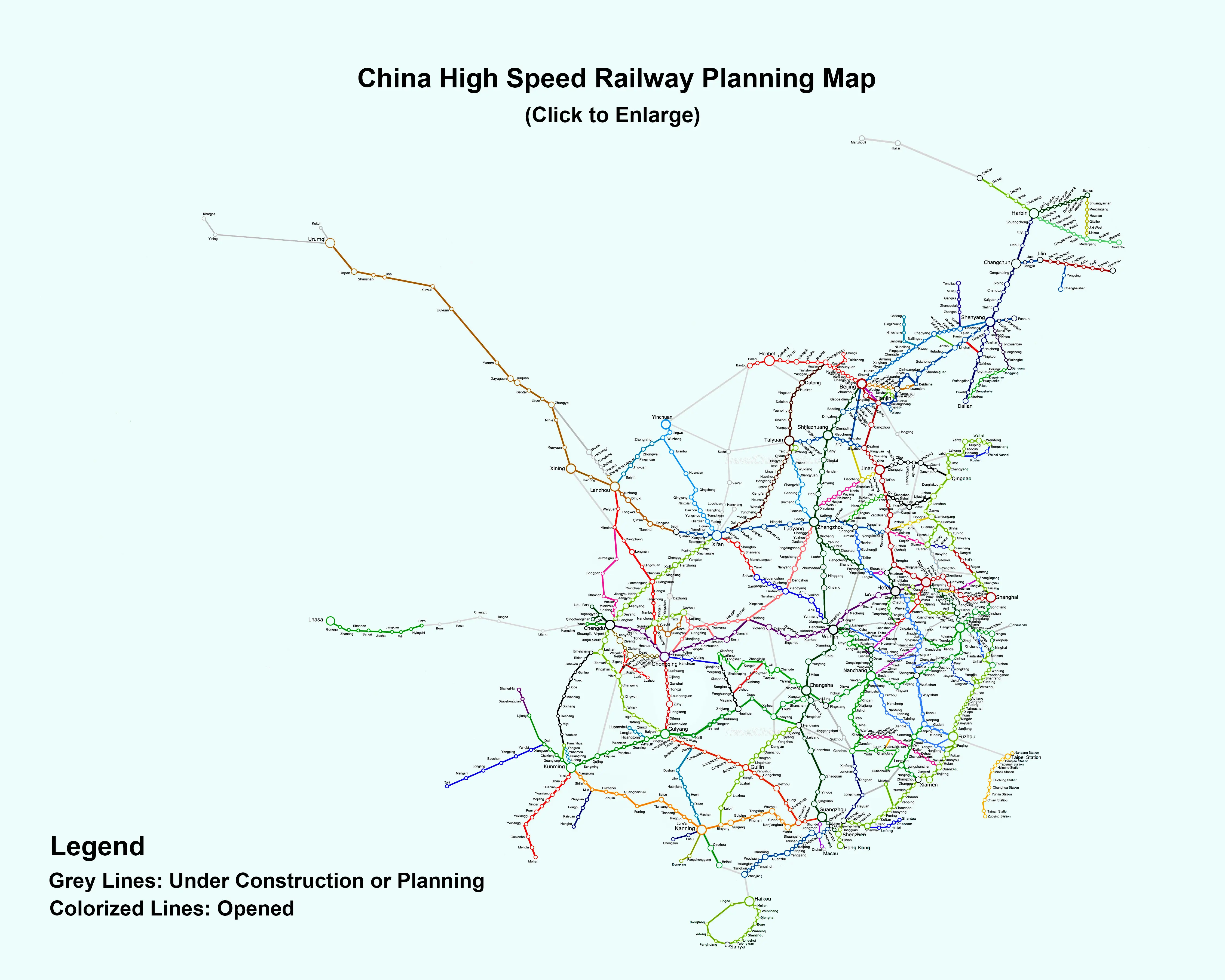 China High-Speed Train Network: 8 North-South & 8 East-West Rail Lines China High-Speed Train Network: 8 North-South & 8 East-West Rail Lines