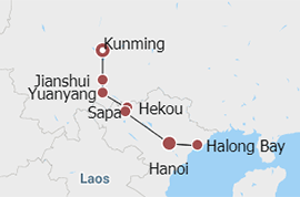 10 Days Kunming Tours to Jianshui, Yuanyang, Hekou, Sapa, Hanoi